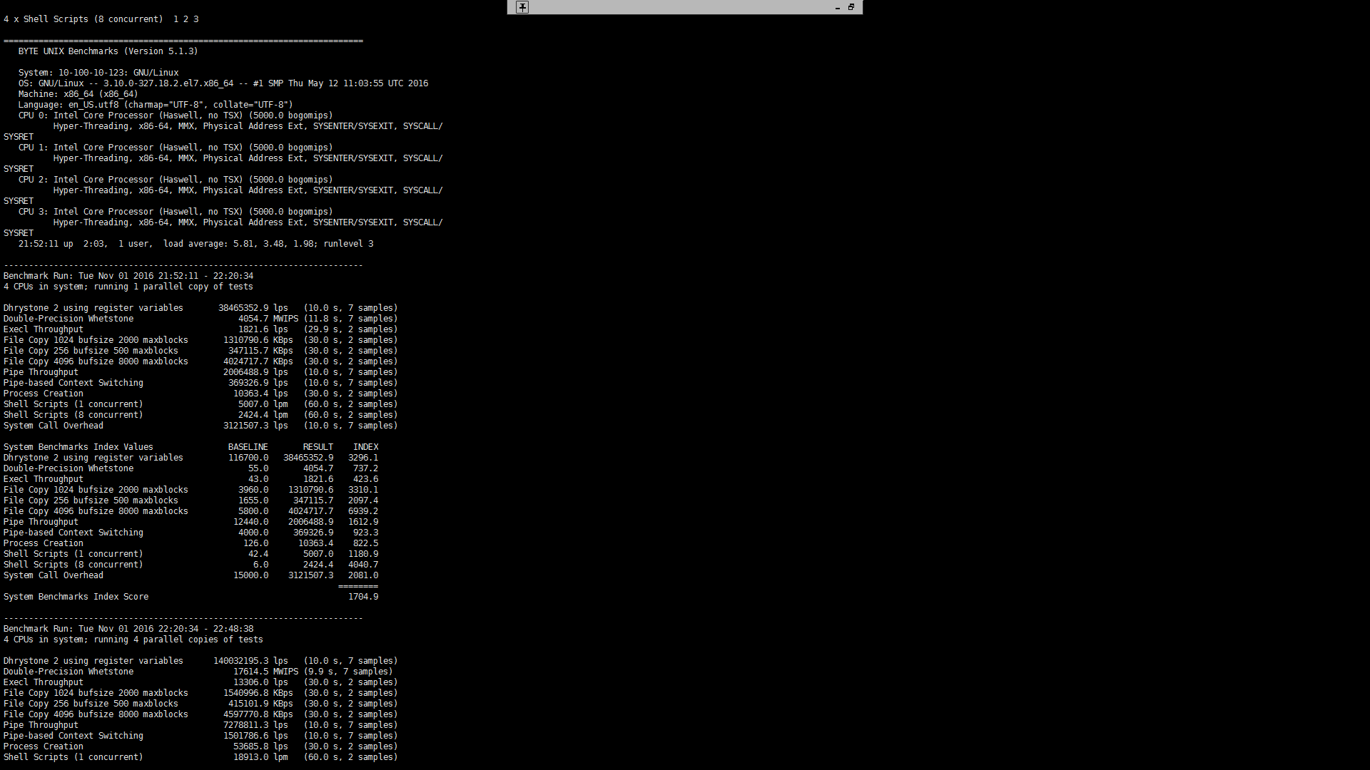 服务器性能测试系列（一）：unixbench工具跑分测试 Alliot S Blog